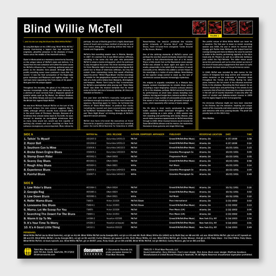 blind willie mctell volume 2 - 12 inch vinyl – Moonlight Arts Collective